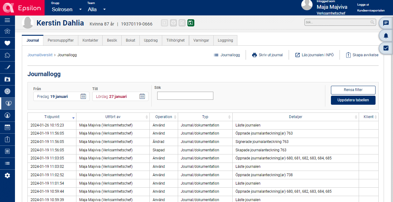 Journallogg - Alfa eCare